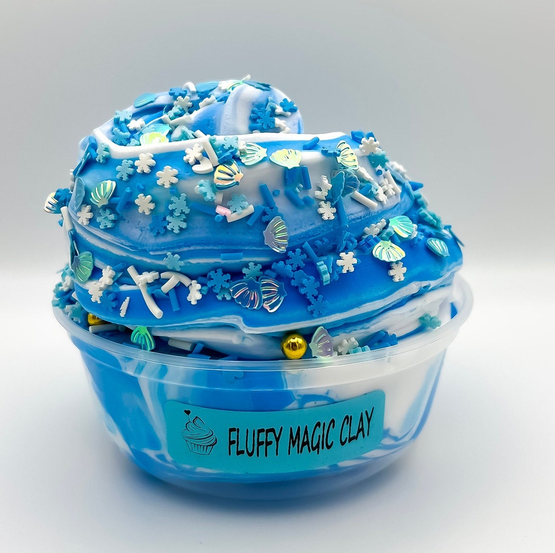 Fluffy Magic Clay - Blue & White Soft Stretchy Clay Slime 8oz/250ml by ...