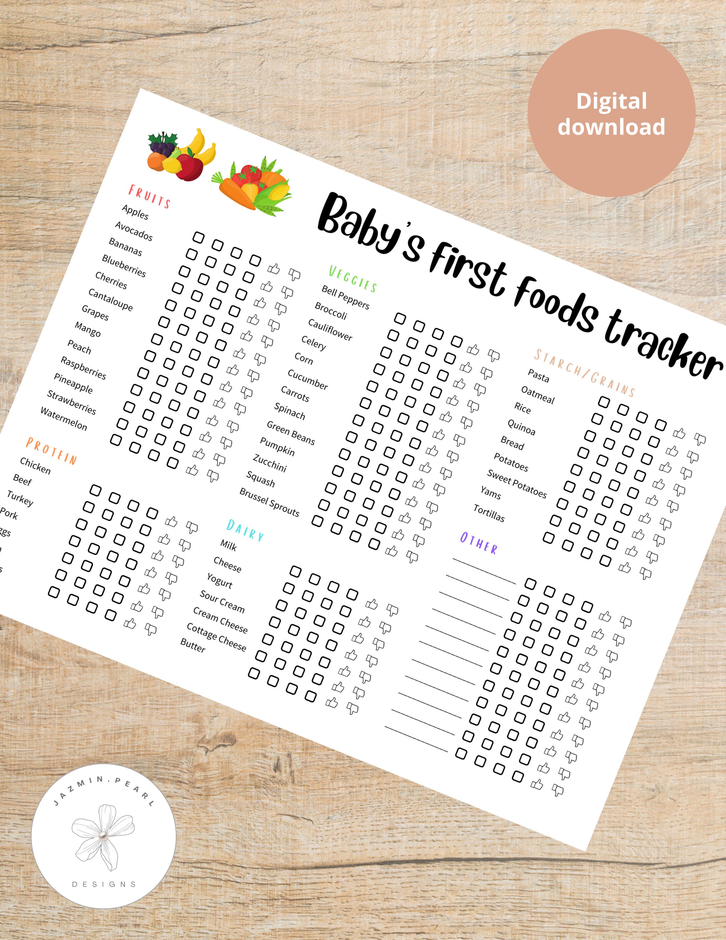 Baby's First Foods Tracker instant Download - Etsy