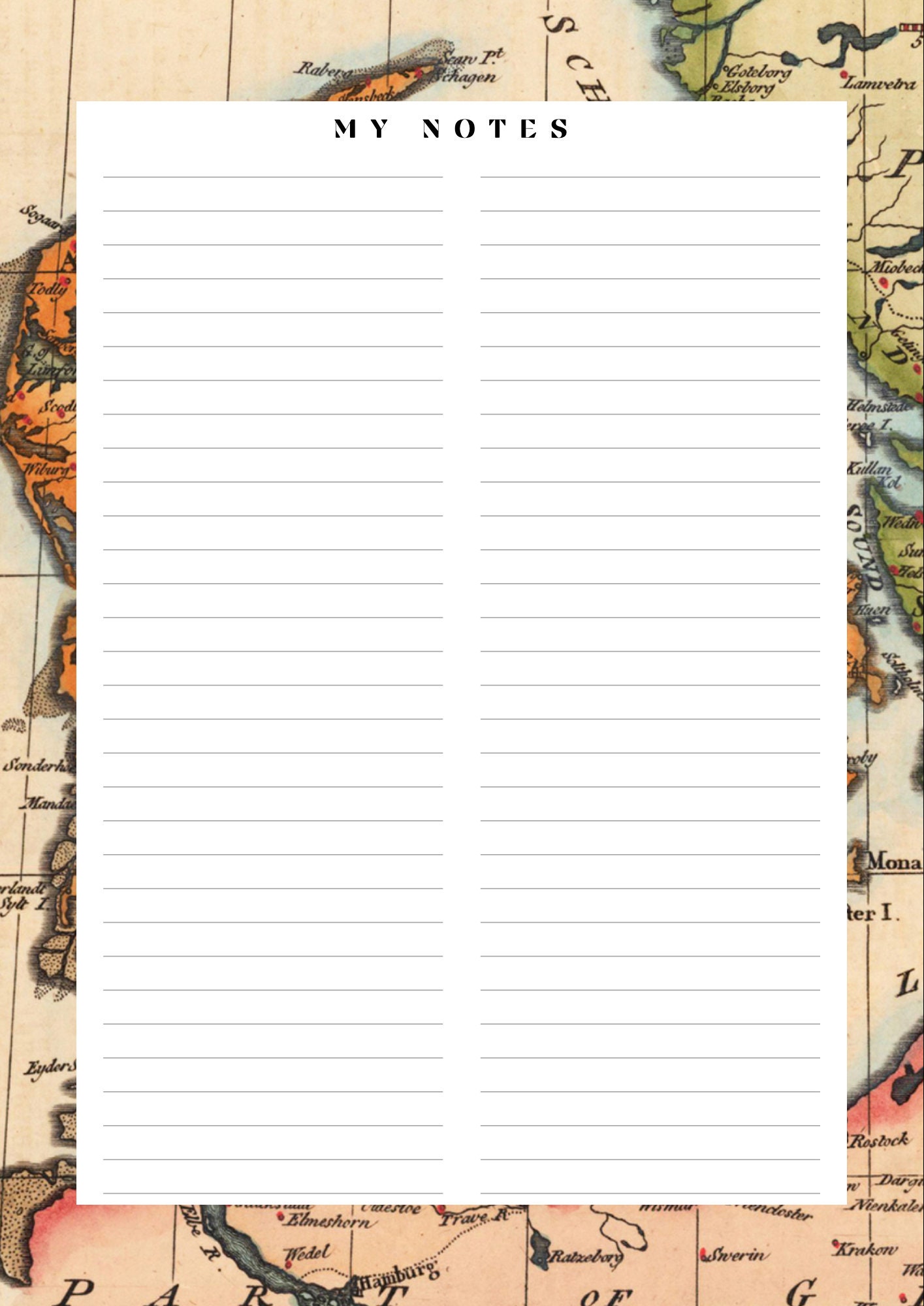 Old Maps Digital Paper Note / Anciennes Cartes Note Papier Numérique ...