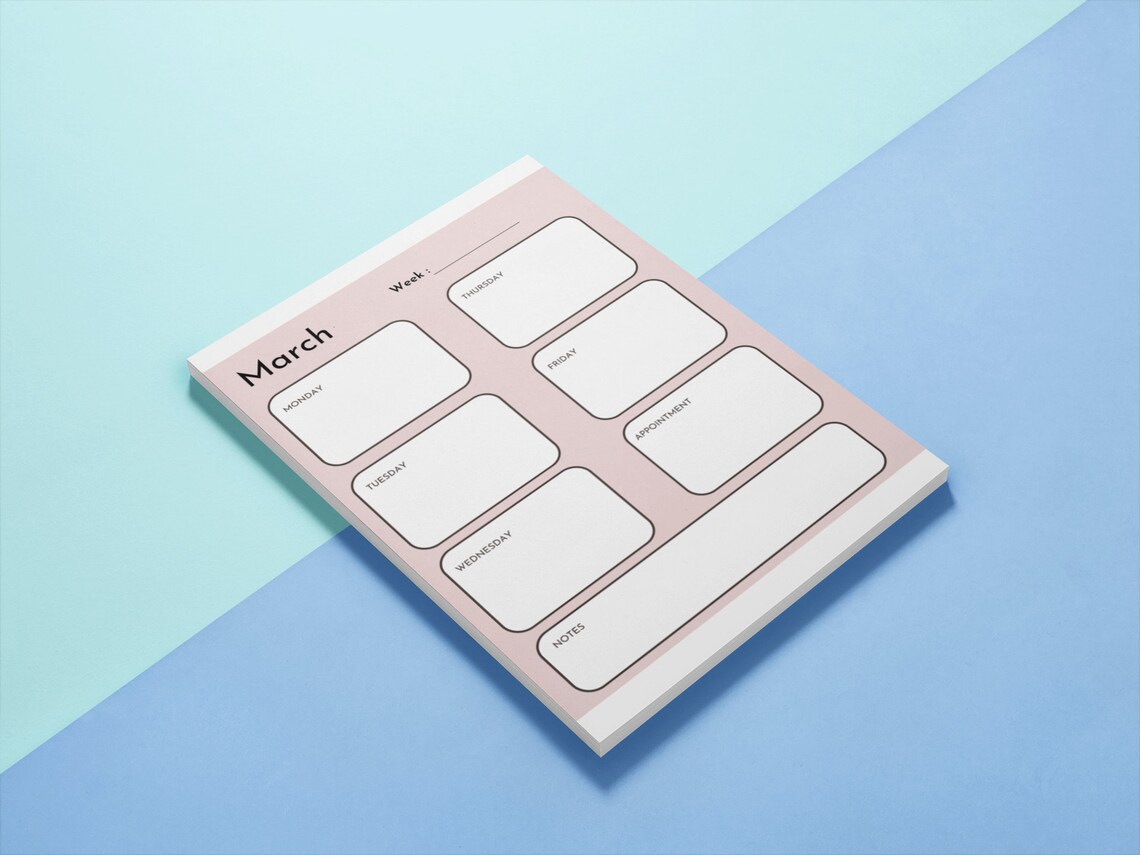 Pink Minimal Weekly Planner Instant Download PDF/ PNG Planner Digital ...