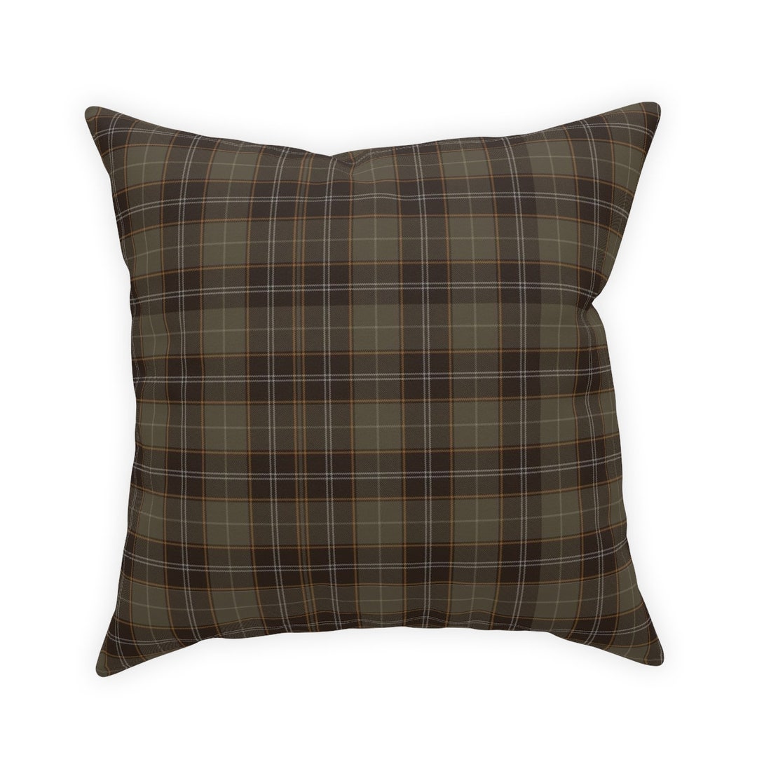 Brown, Gray and Olive Green Plaid Accent Pillow - Etsy