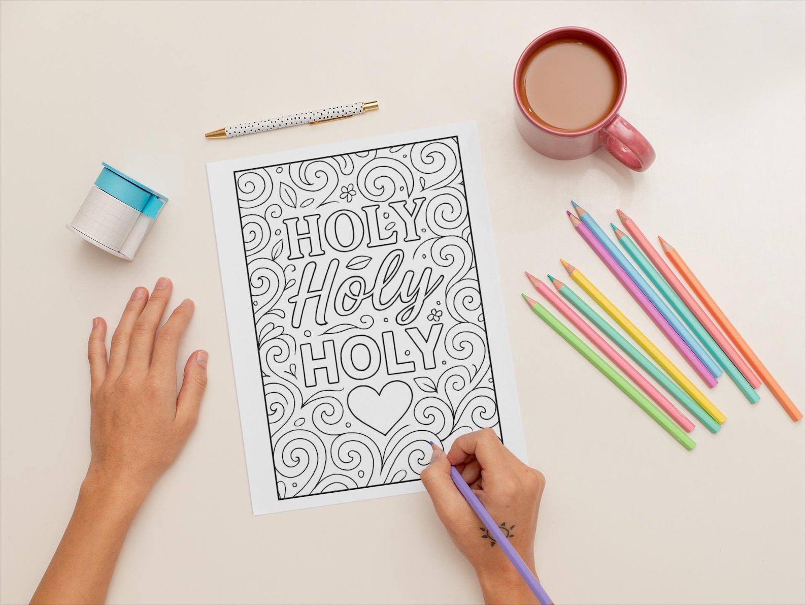HOLY Printable Christian Coloring Page (PDF Download) - Etsy