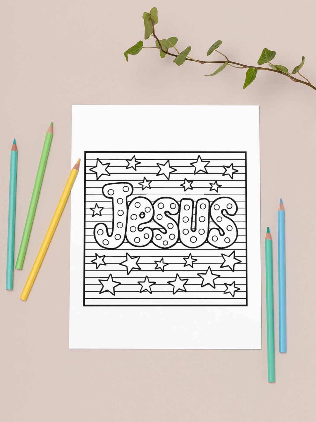 Jesus Bubble Letters - Printable or Digital Coloring Page - Christian ...