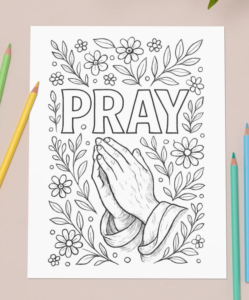 PRAY - Faith Inspired Printable Coloring Page - Christian - (PDF ...