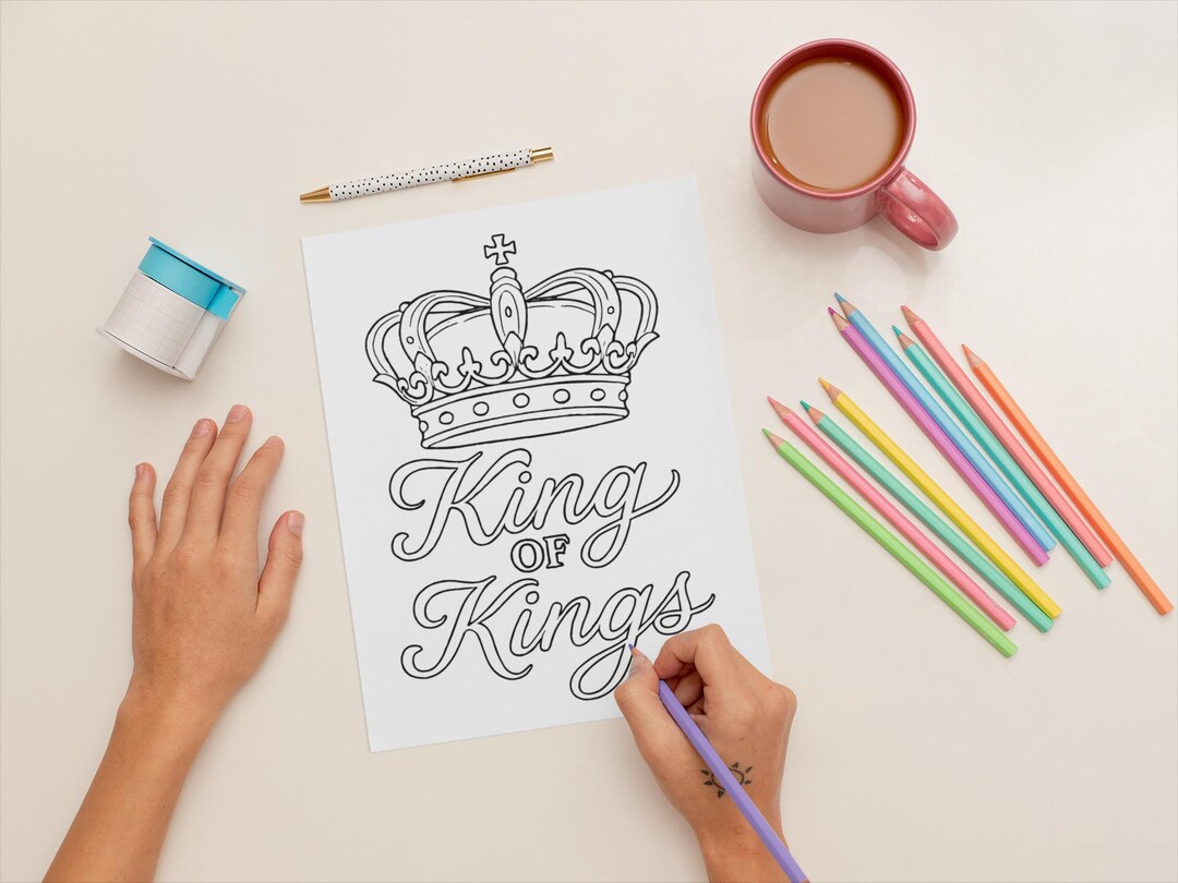 King of Kings Printable Christian Coloring Page (PDF Download) - Etsy