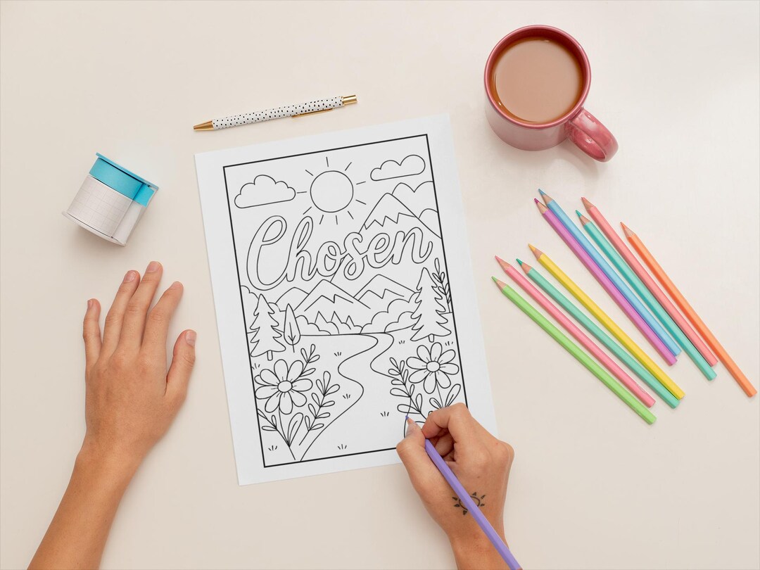 Chosen Adult Coloring Page, Printable Christian Digital Download ...