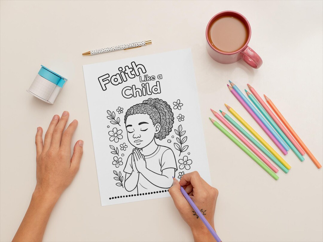 Faith Like a Child Printable Digital Christian Coloring Page (PDF/JPG ...