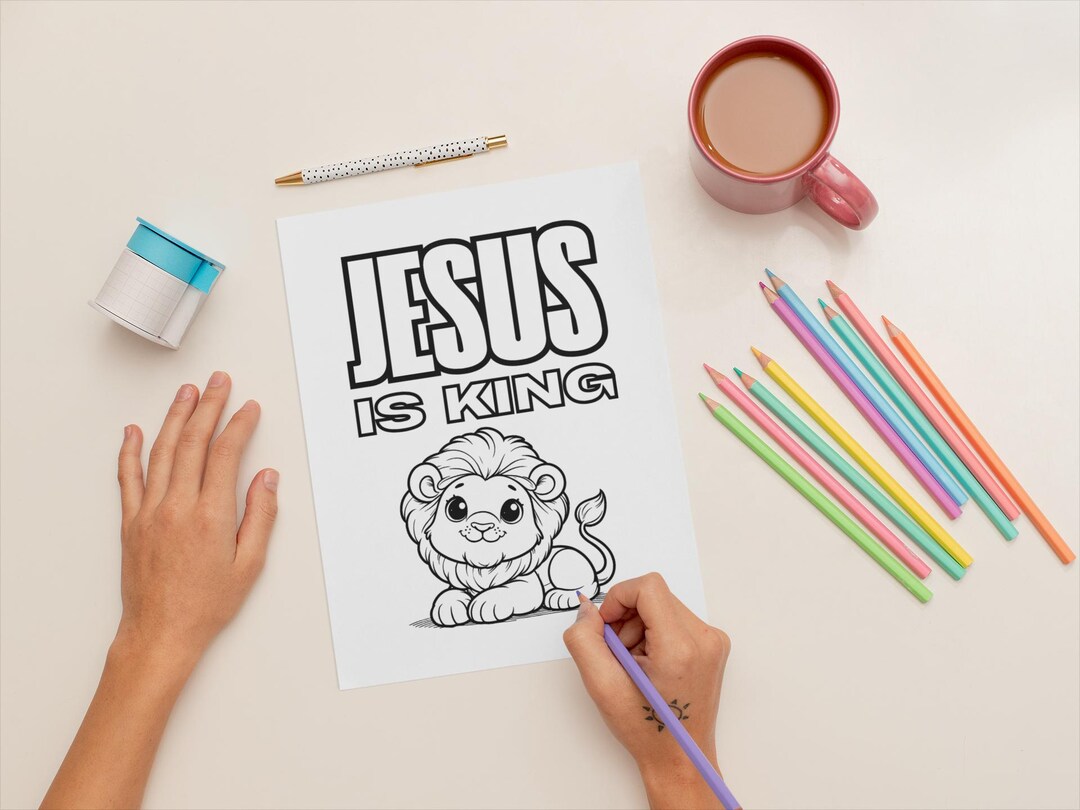 Jesus is King, Lion of Judah Coloring Page, Kids Printable Christian ...