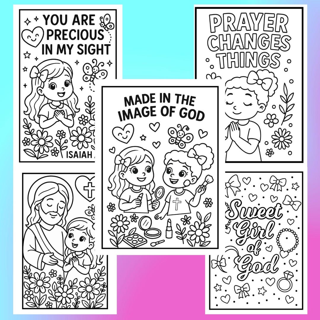 Christian Printable Coloring Page Bundle for Girls, Sweet Girl of God ...