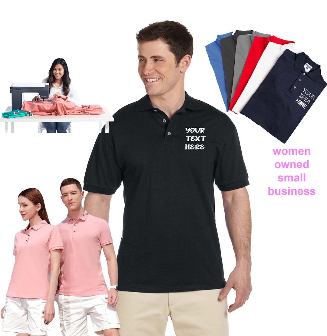 Custom Embroidered Cotton Polo Shirt: Personalized Logo, Text & Font - Etsy