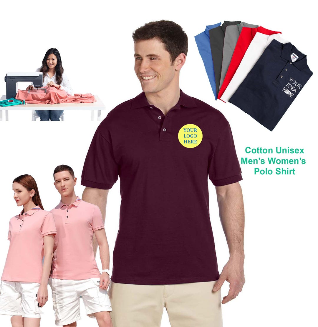 Premium Cotton Blend Polo Shirt – Unisex Men’s Women’s Embroidered ...