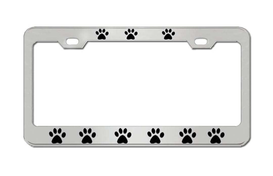 DOG PAW CAR License Frame Chrome Custom 2-hole Metal License Plate ...
