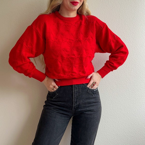 Bright Red Sweater - Etsy