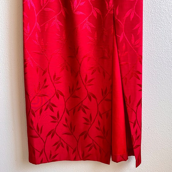 Vintage 1990s Bright Red Slit Dress With Cropped Jack… - Gem