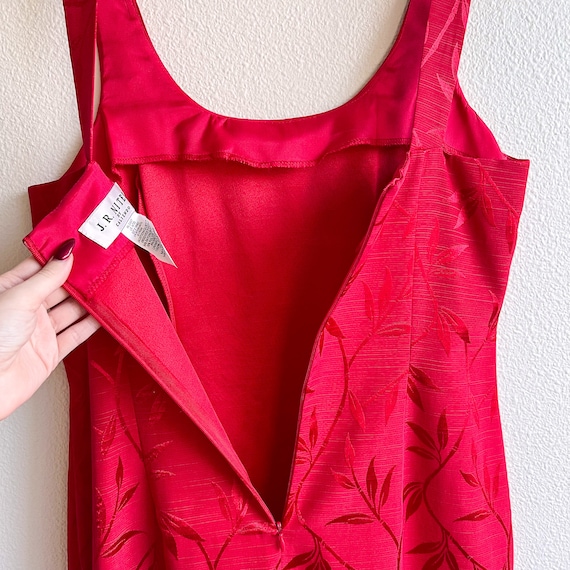 Vintage 1990s Bright Red Slit Dress With Cropped Jack… - Gem