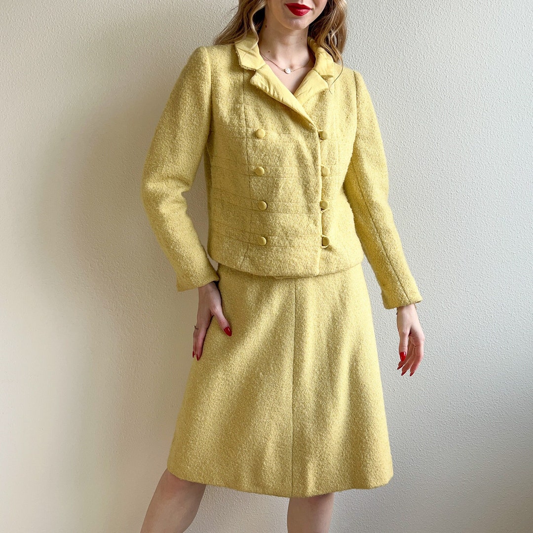 Vintage 1960s Pale Yellow Wool Jacket and Skirt Suit (S/M) - Etsy