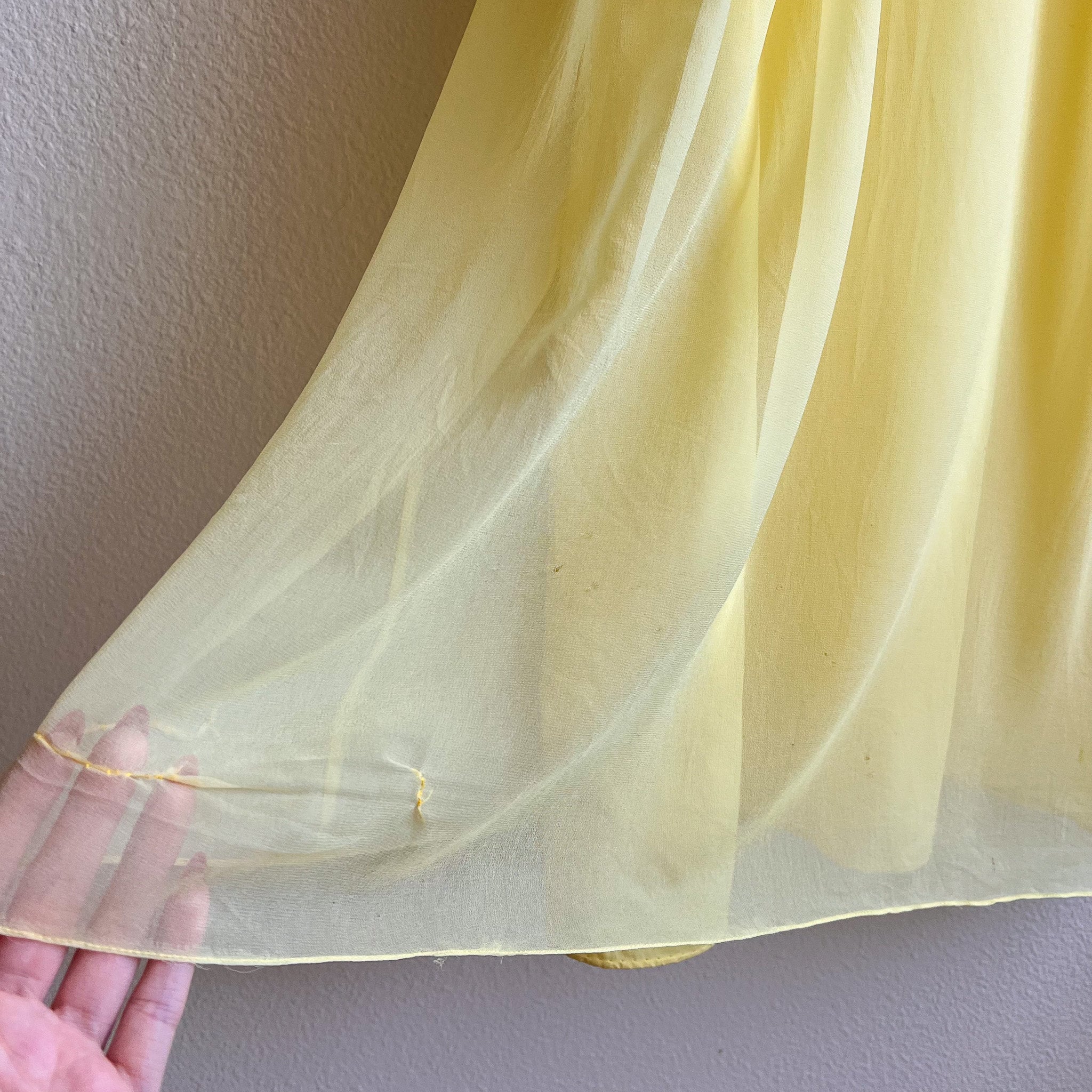 Vintage 1970s Lemon Yellow Chiffon Maxi Dress With Crochet Bib - Etsy