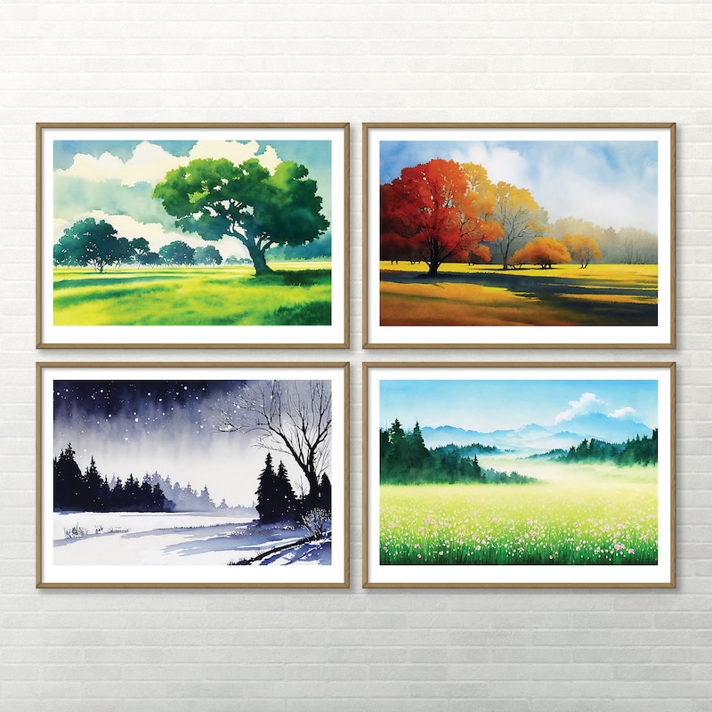 4 Seasons Paintings - Etsy