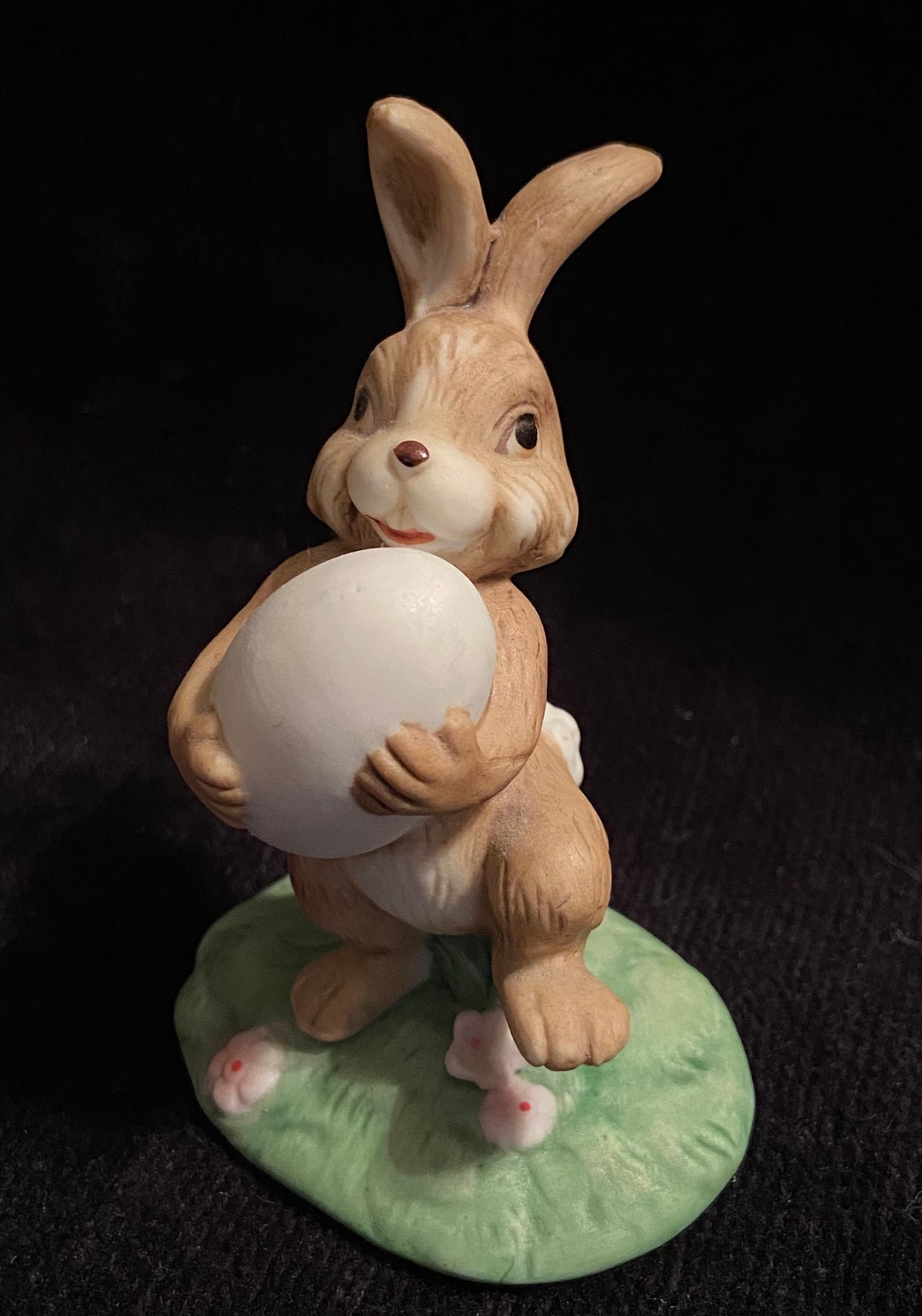 Bunny Holding Egg Figurine - Etsy