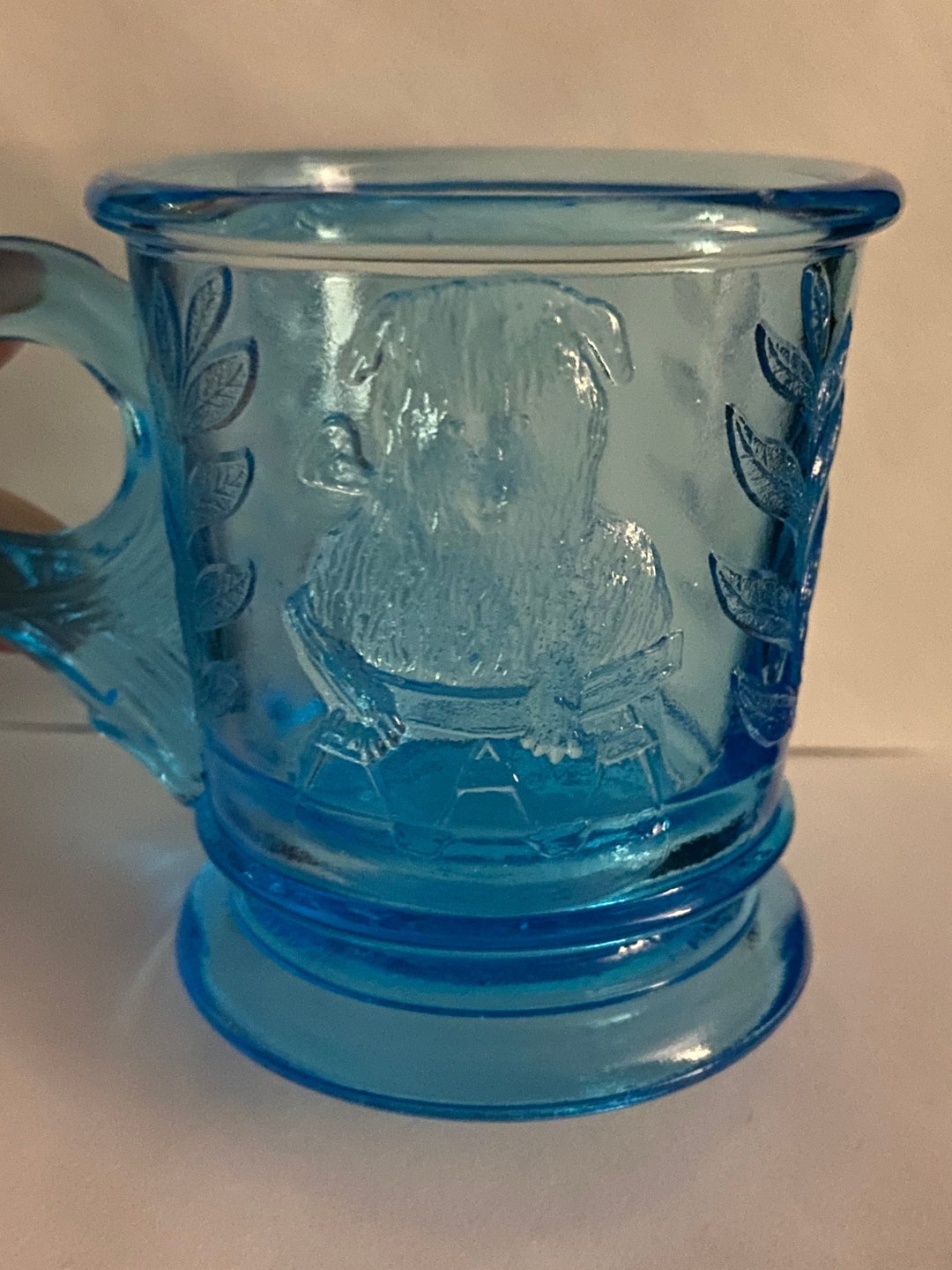 Mosser Blue Glass ABC Child's Mug With Dog & Cat Pattern - Etsy