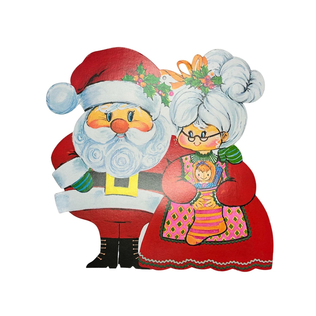Vintage Santa and Mrs Claus Die-cut Christmas Decor Cardboard - Etsy