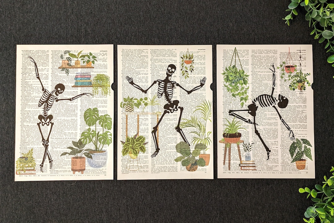 Dancing Skeleton Dictionary Print (set of 3) - Etsy