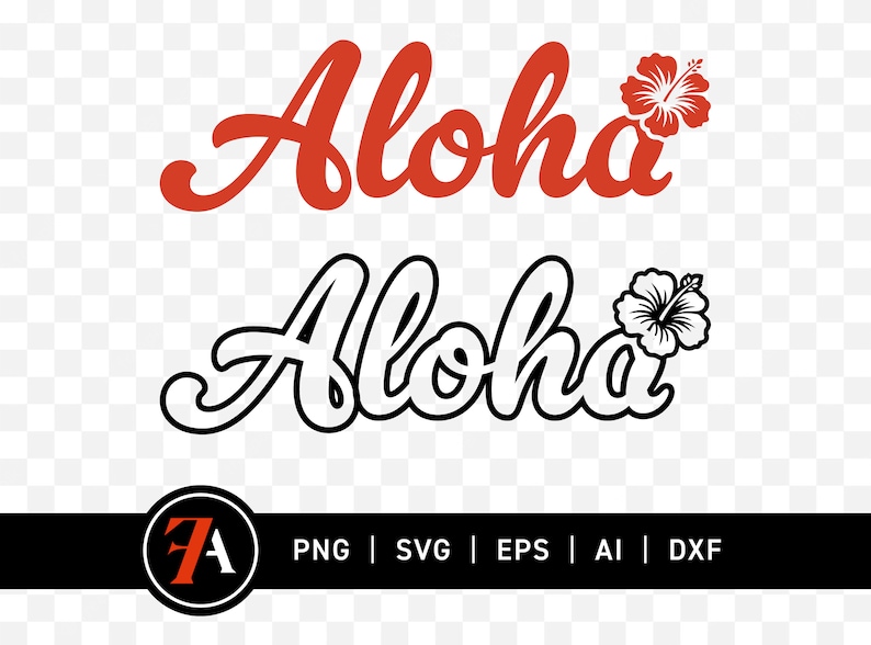 Aloha Hibiscus Flower Lettering Hawaii Exotic SVG Tropical Graphic ...