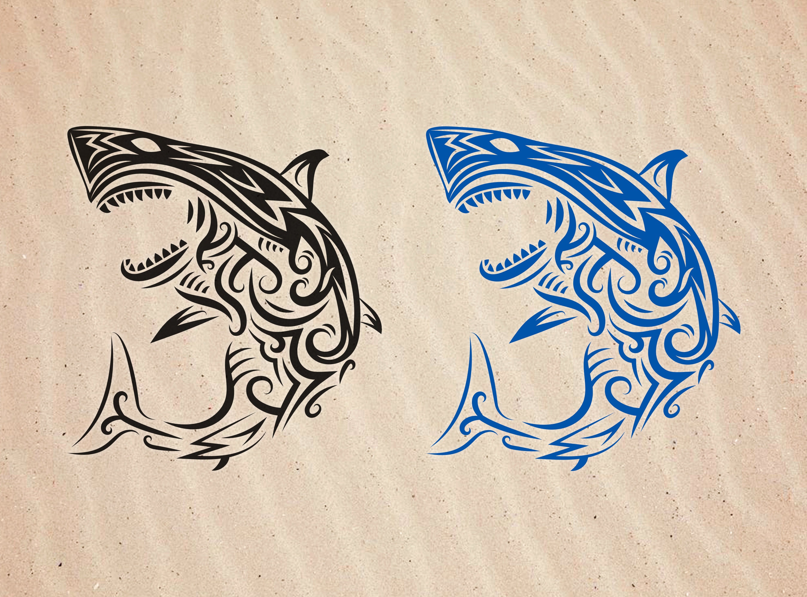 Tribal Shark Svg Hawaiian Swirl Pattern Fish Art Polynesian Artwork ...