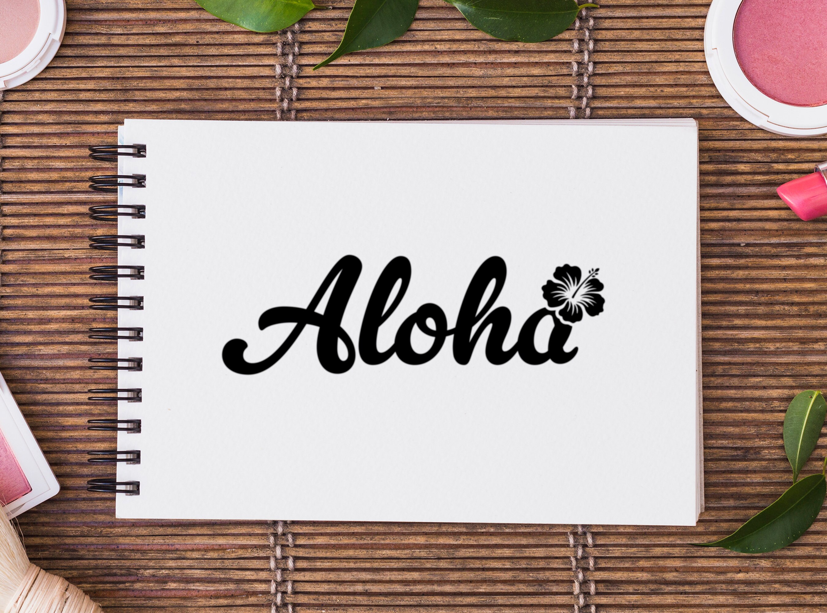 Aloha Hibiscus Flower Lettering Hawaii Exotic SVG Tropical Graphic ...