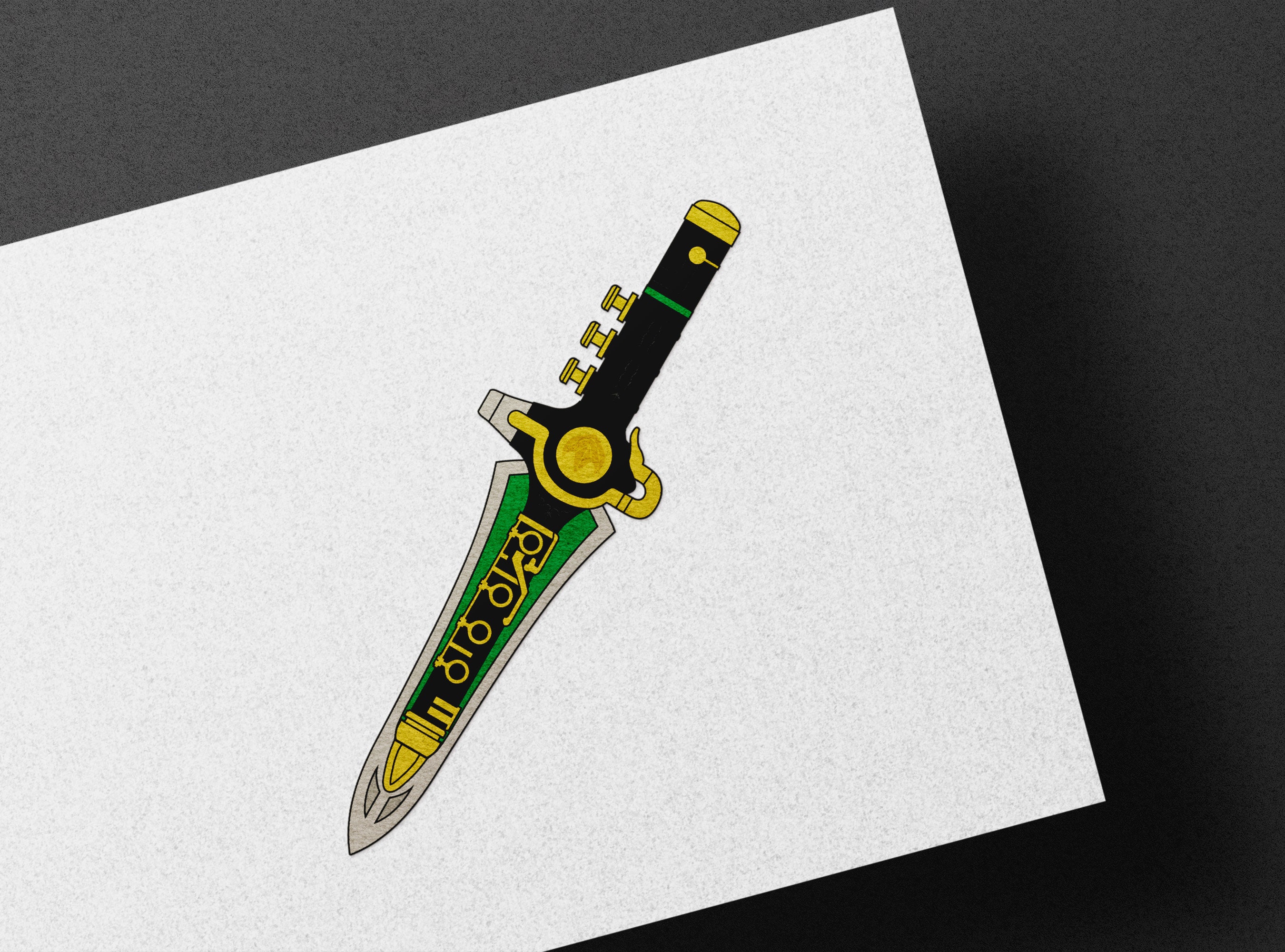 Green Ranger Dragon Dagger Vector Clipart Illustration Green Power ...