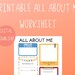 Printable All About Me Worksheet, Pre-k, Kindergarten, Show and Tell ...
