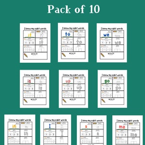 Printable Sight Word Worksheet Pack, Pre-k and Kindergarten Worksheets ...