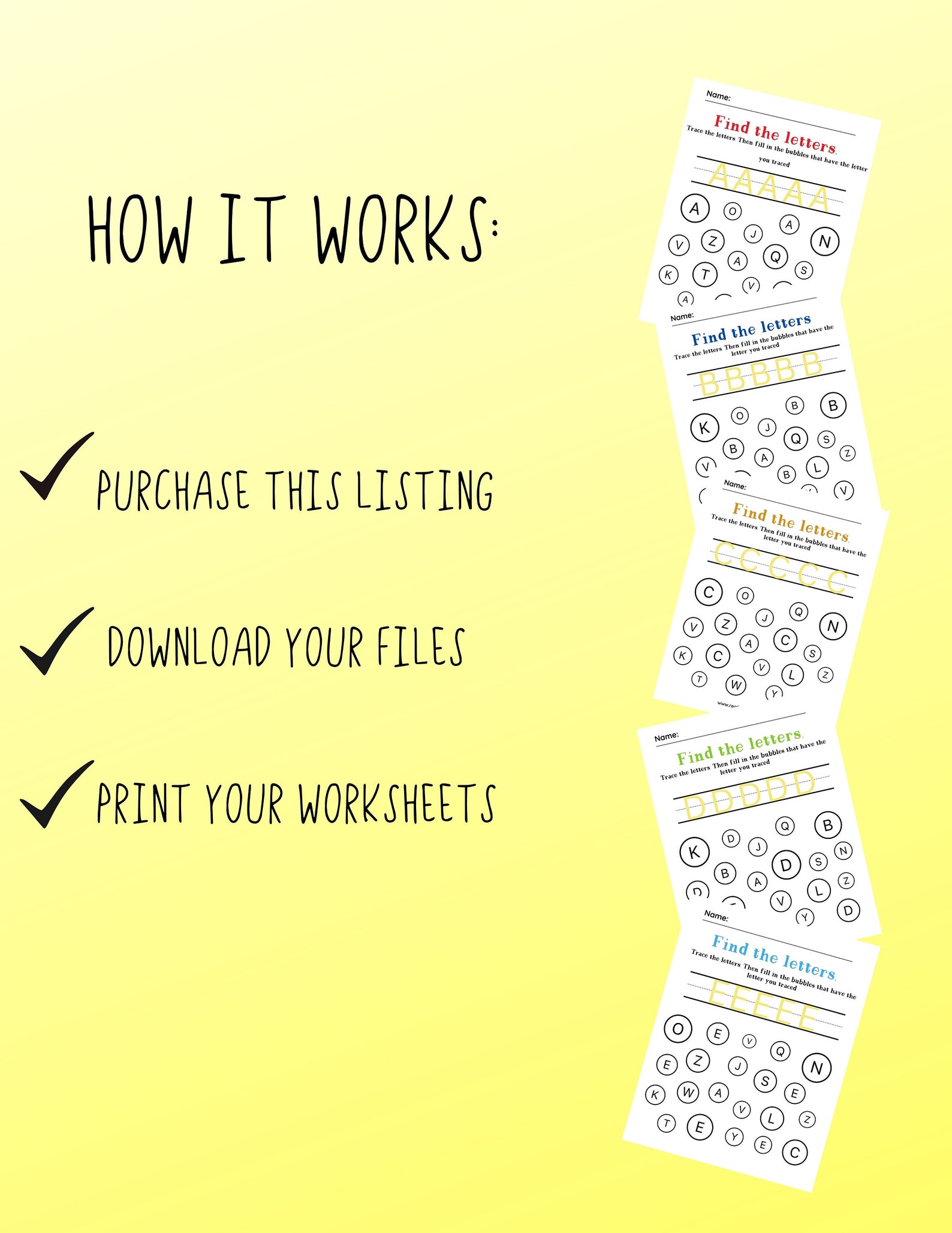 Printable Alphabet Worksheet Pack, A - Z, Trace and Match Letters ...