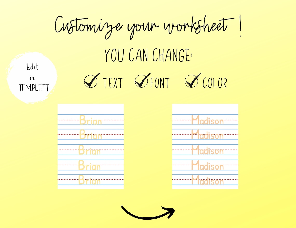 Editable Name Tracing Worksheet Template, Reusable Teacher Resource ...