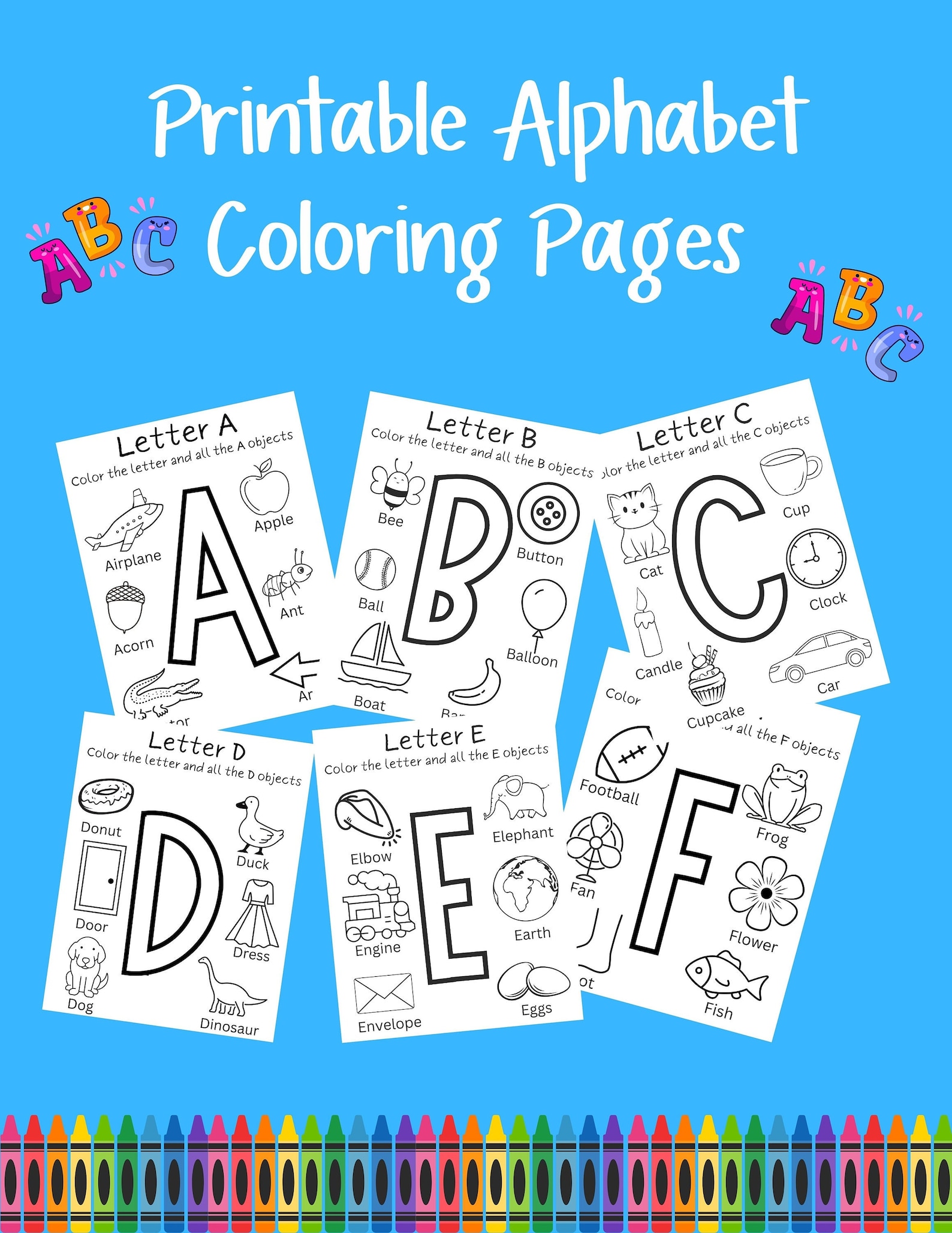 Pack of 26 Printable Alphabet Worksheets, Pre-k, Kindergarten, Letter ...