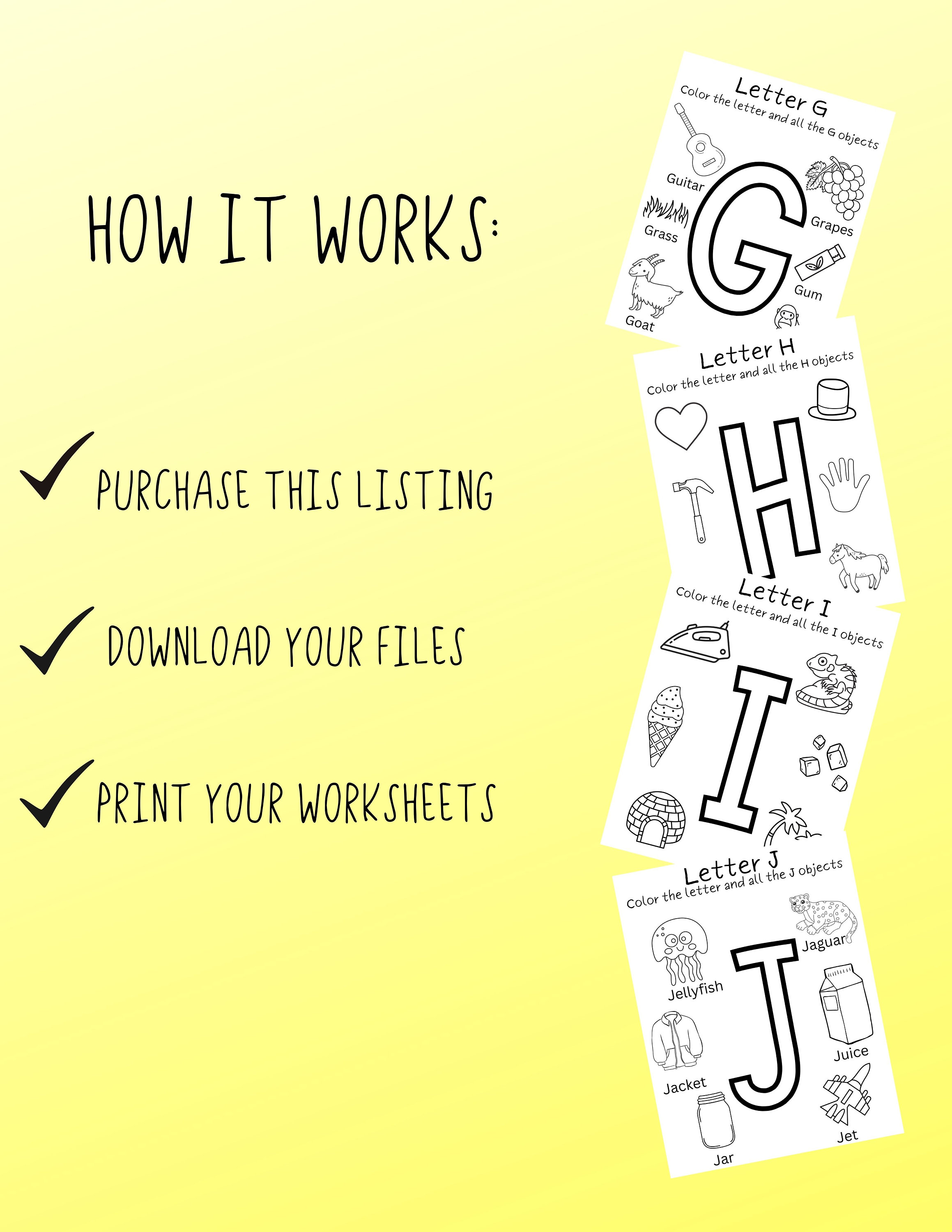 Pack of 26 Printable Alphabet Worksheets, Pre-k, Kindergarten, Letter ...