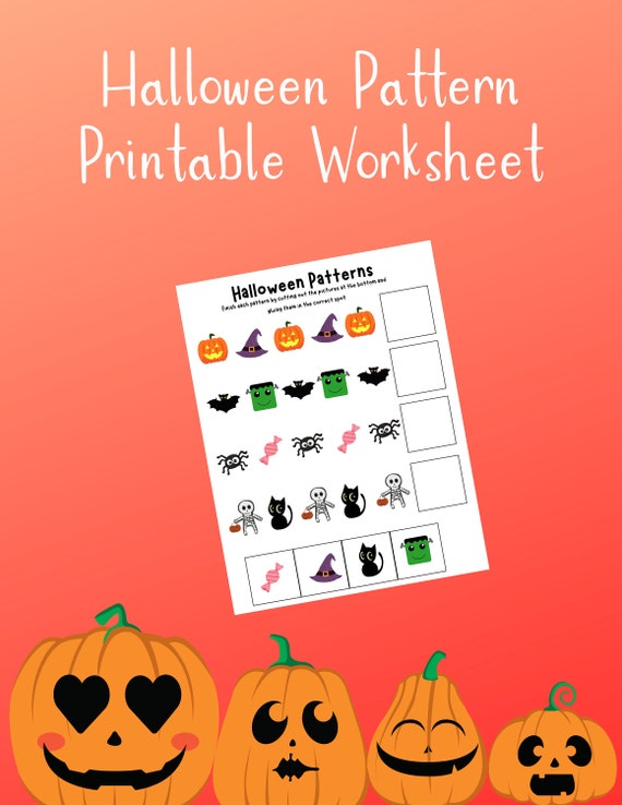 Printable Halloween Pattern Worksheet Fun Preschool or - Etsy