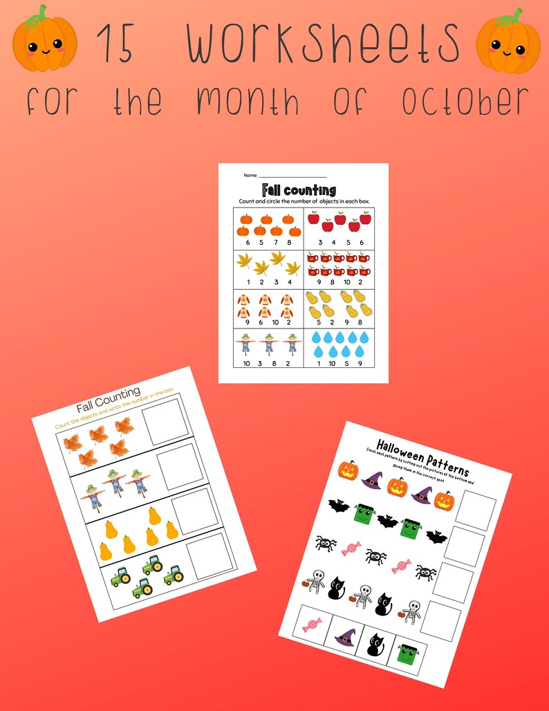 Pack of 15 Printable Worksheets, Pre-k, Kindergarten, Worksheets ...