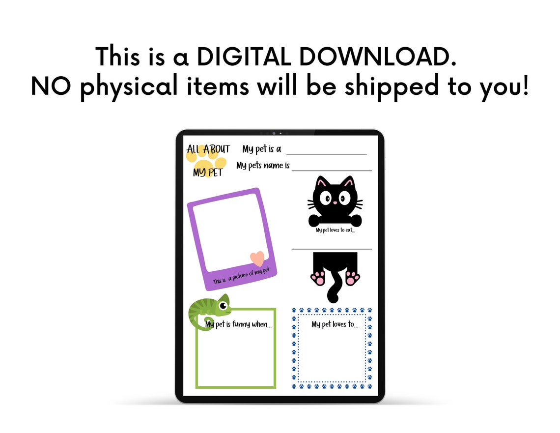 Printable All About My Pet Worksheet, Pre-k, Kindergarten, Pet Theme ...