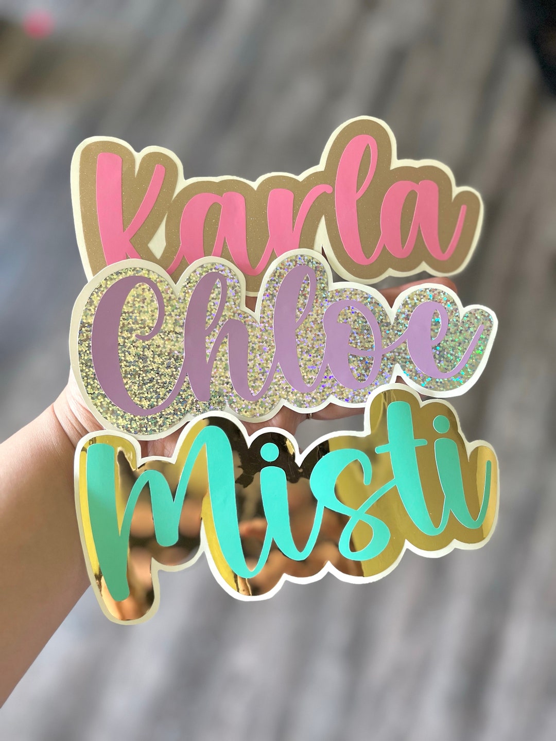 Layered Name Decal Holographic Name Decal Custom Name Decal - Etsy
