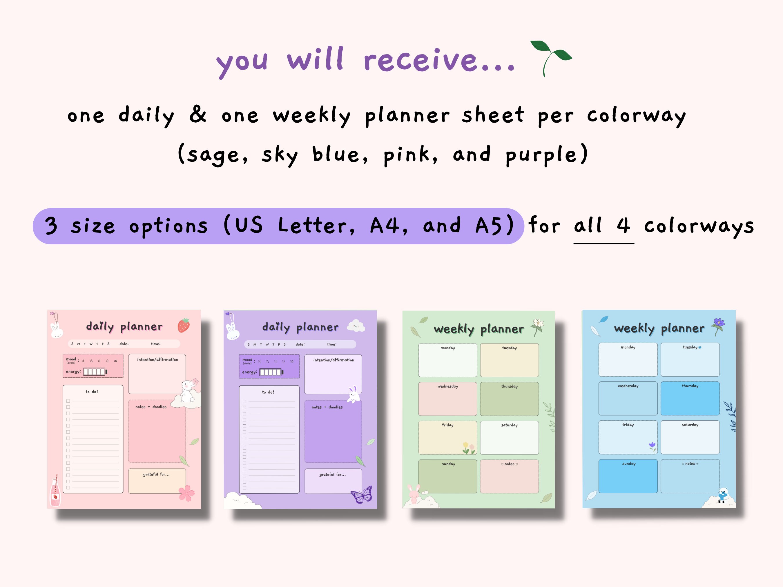 Pastel Digital Planner Bundle, Cute Pastel Planners, Pastel Printable ...