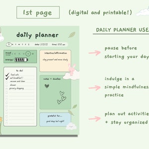 Cute Digital Planner Bundle, Cute Digital Daily Planner, Sage Green ...