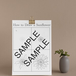 How to Draw Flowers, PRINTABLE DIGITAL DOWNLOAD, Traceable, Sunflower ...