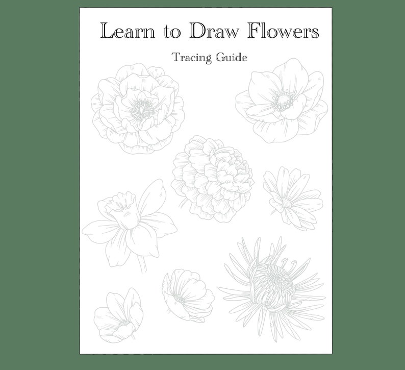 Learn to Draw Flowers Tracing Guide, PRINTABLE DIGITAL DOWNLOAD, Floral ...