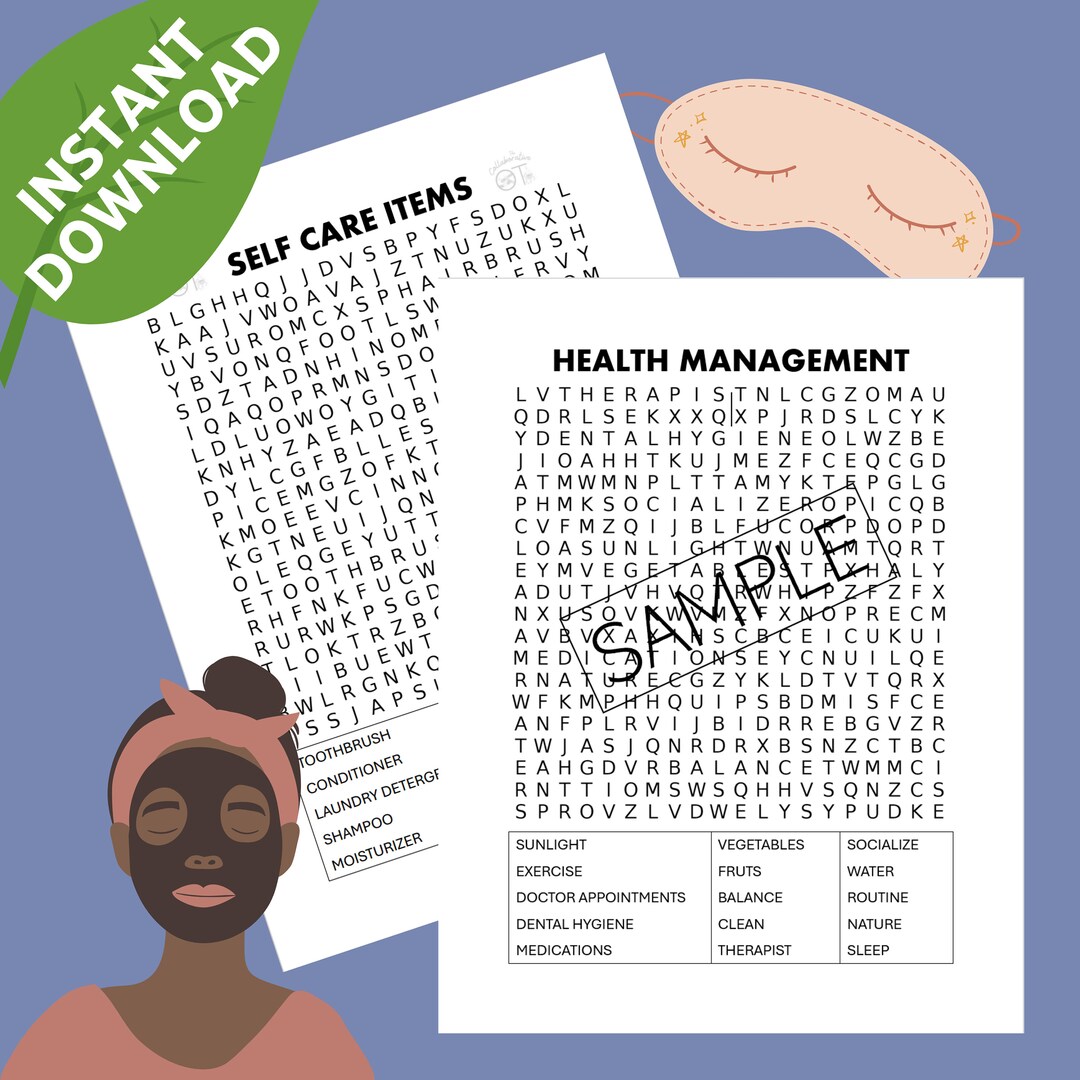Bundle! Self Care & Health Management Word Searches - Etsy