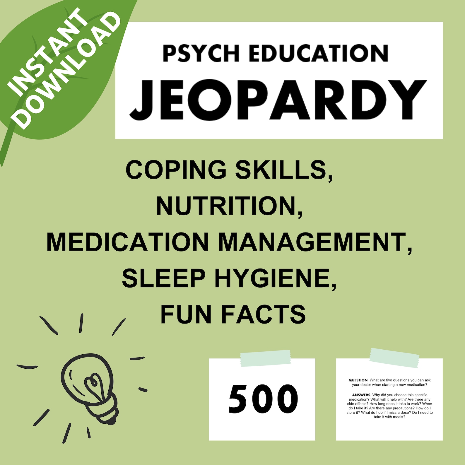 Psych Education Jeopardy - Adults and Teens - Coping Skills, Medication ...