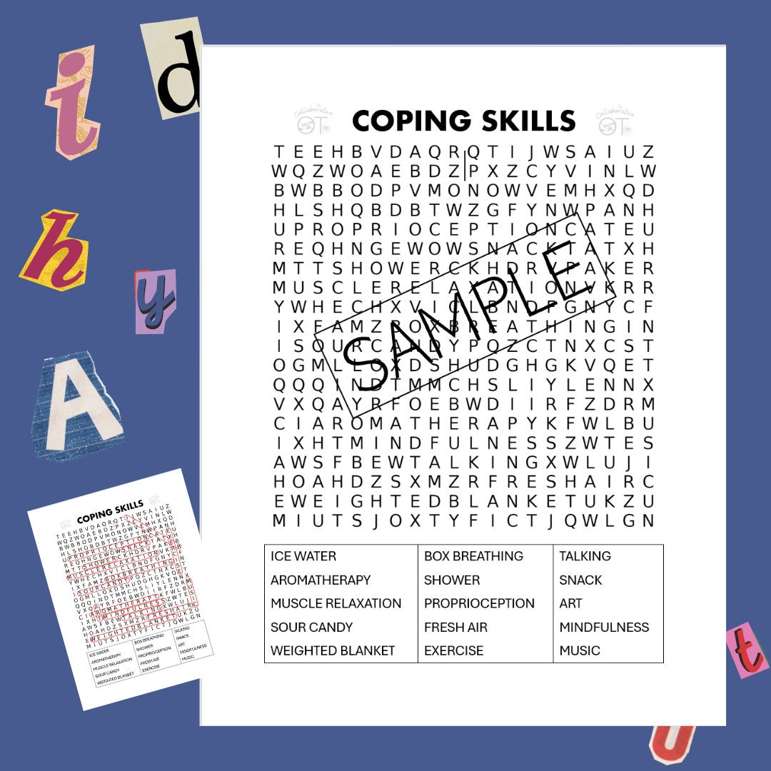 Coping Skills Word Search Adults & Teens - Etsy