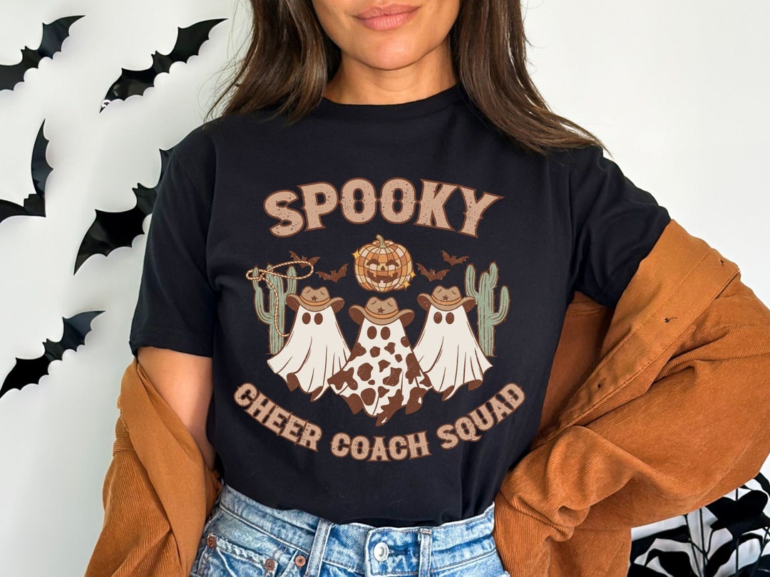 Spooky Cheer Coach Squad Halloween Western Ghost Shirt Halloween Cheer ...