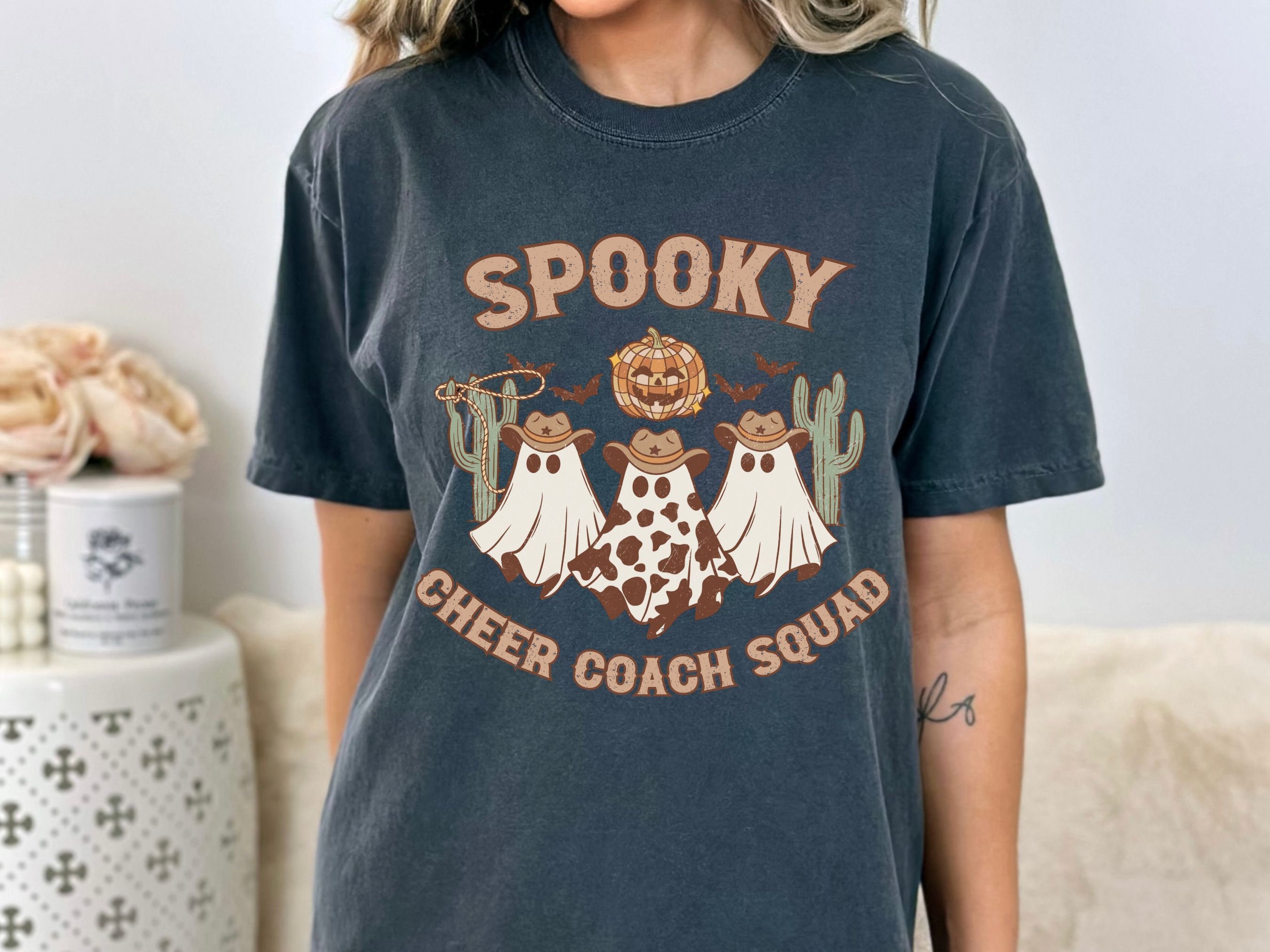 Spooky Cheer Coach Squad Halloween Comfort Colors Halloween Western ...