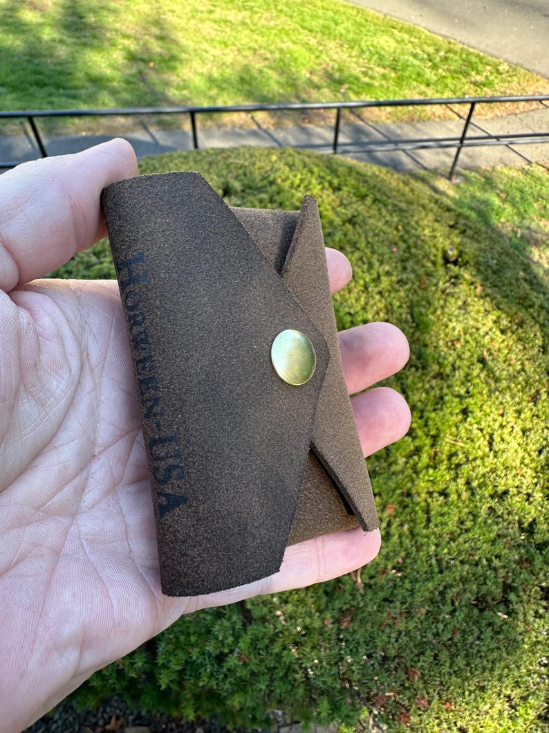 Horween Latigo Leather Envelope Wallet: Brass Button, Factory Stamp - Etsy